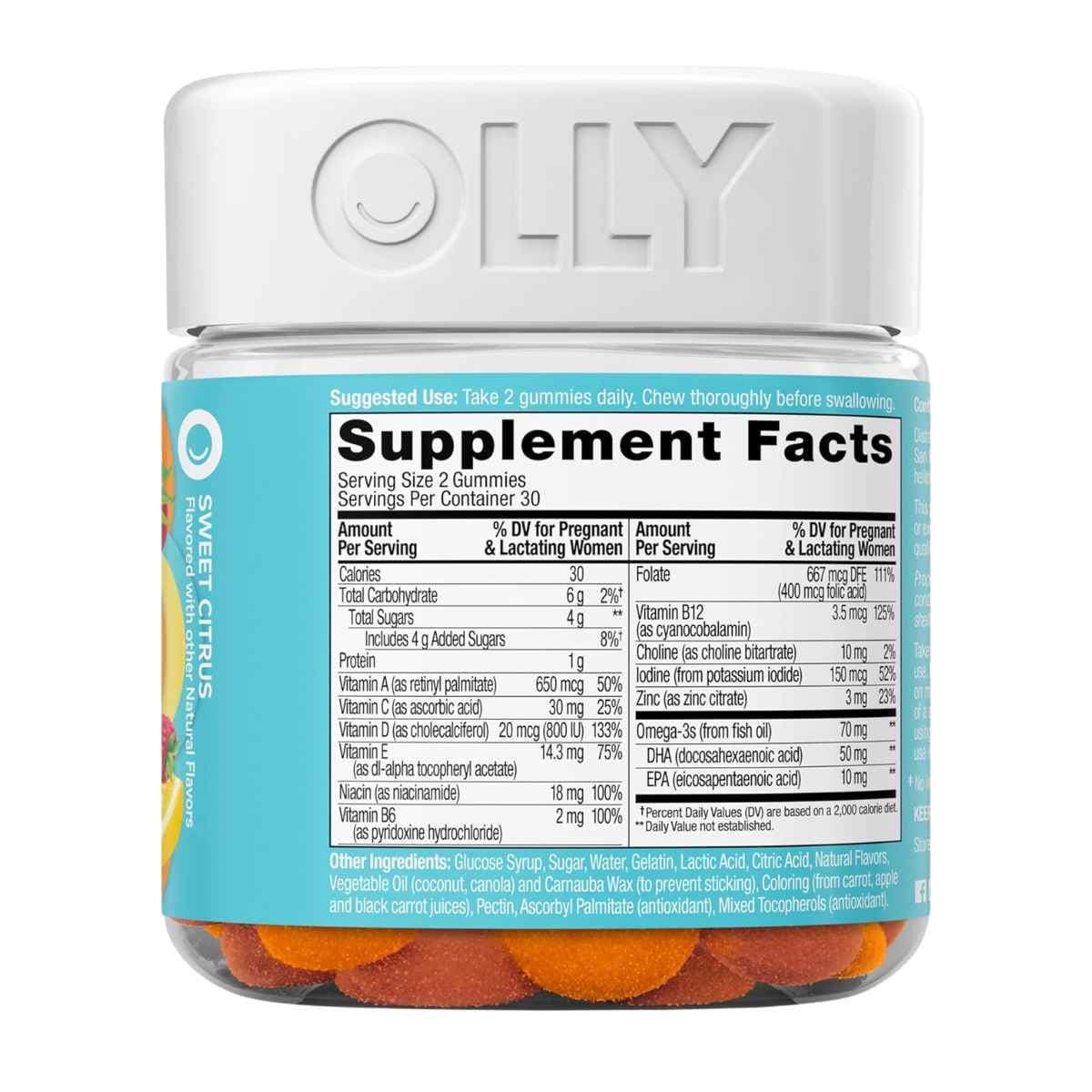 OLLY - Multivitamínico Prenatal con Ácido Fólico y DHA (60 gomitas)